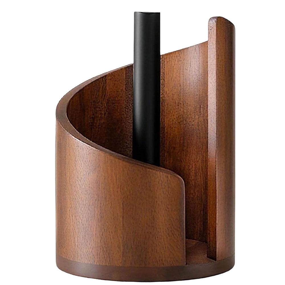 Mountain Paper Towel Holder Countertop with Mango Wood Round Base and ...