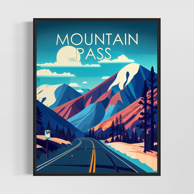 Mountain Pass CA Retro Poster – Vintage Wall Art Illustration - Walmart.com