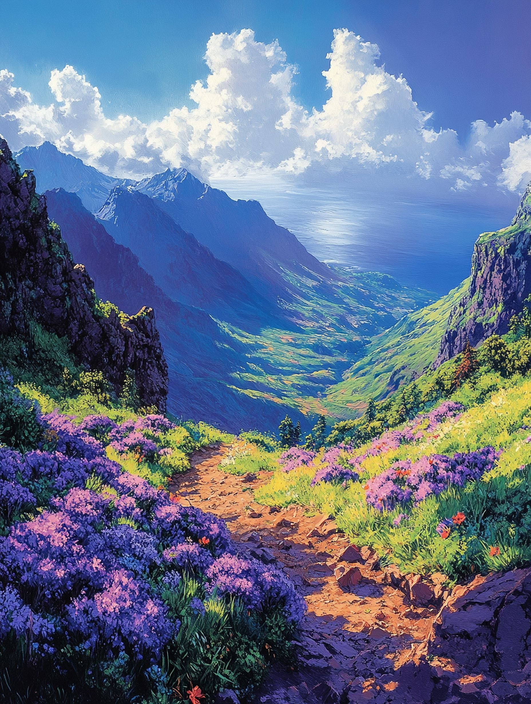 Mountain Path Landscape Canvas Print/Wall Art，Suitable for Living Room ...