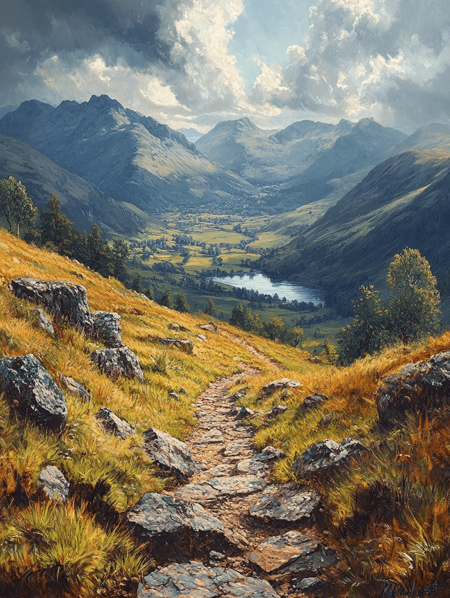 Mountain Path Landscape Canvas Wall Art， Perfect for Living Room ...