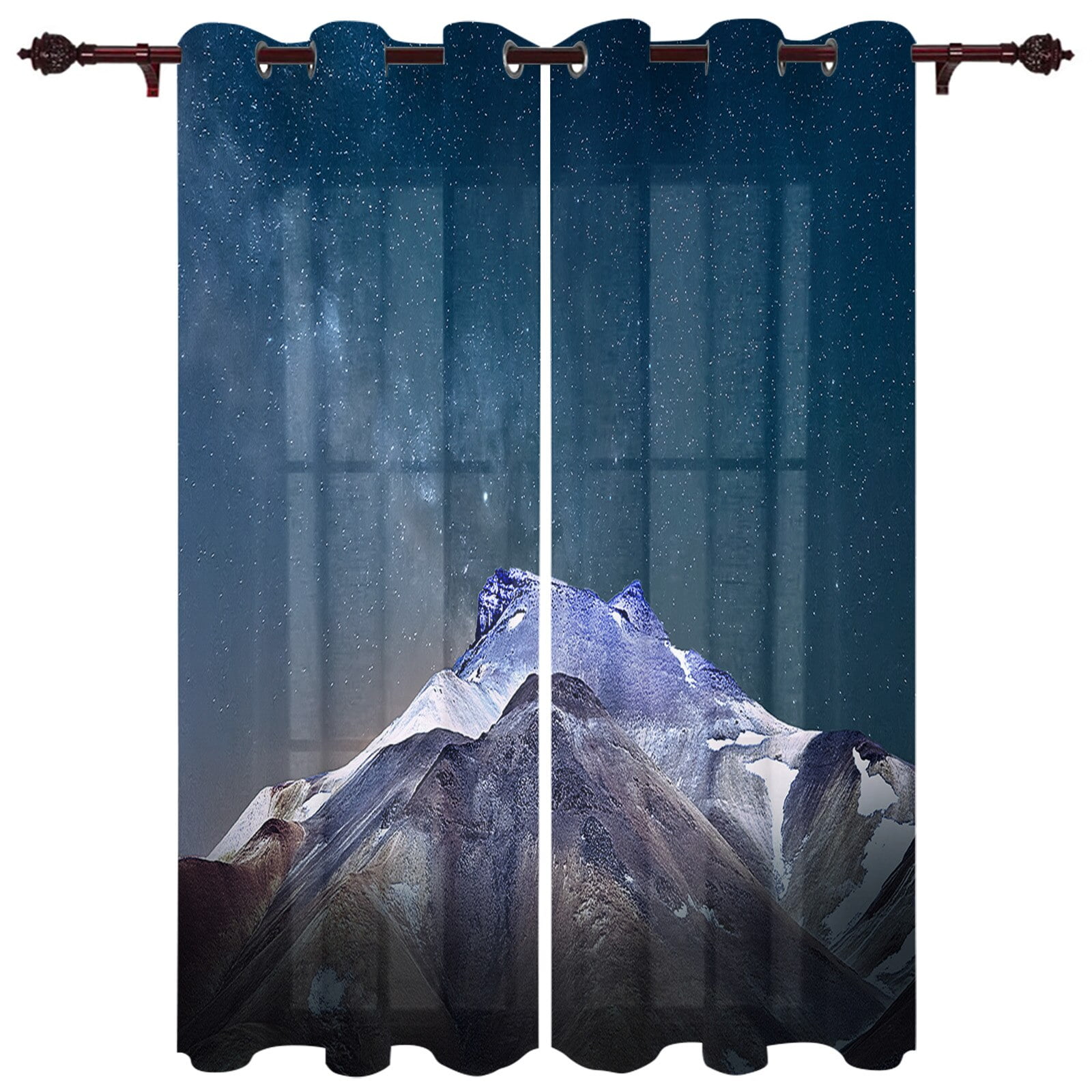 Mountain Peak Ice Snow Kitchen Curtain Kids Bedroom Living Room Balcony ...