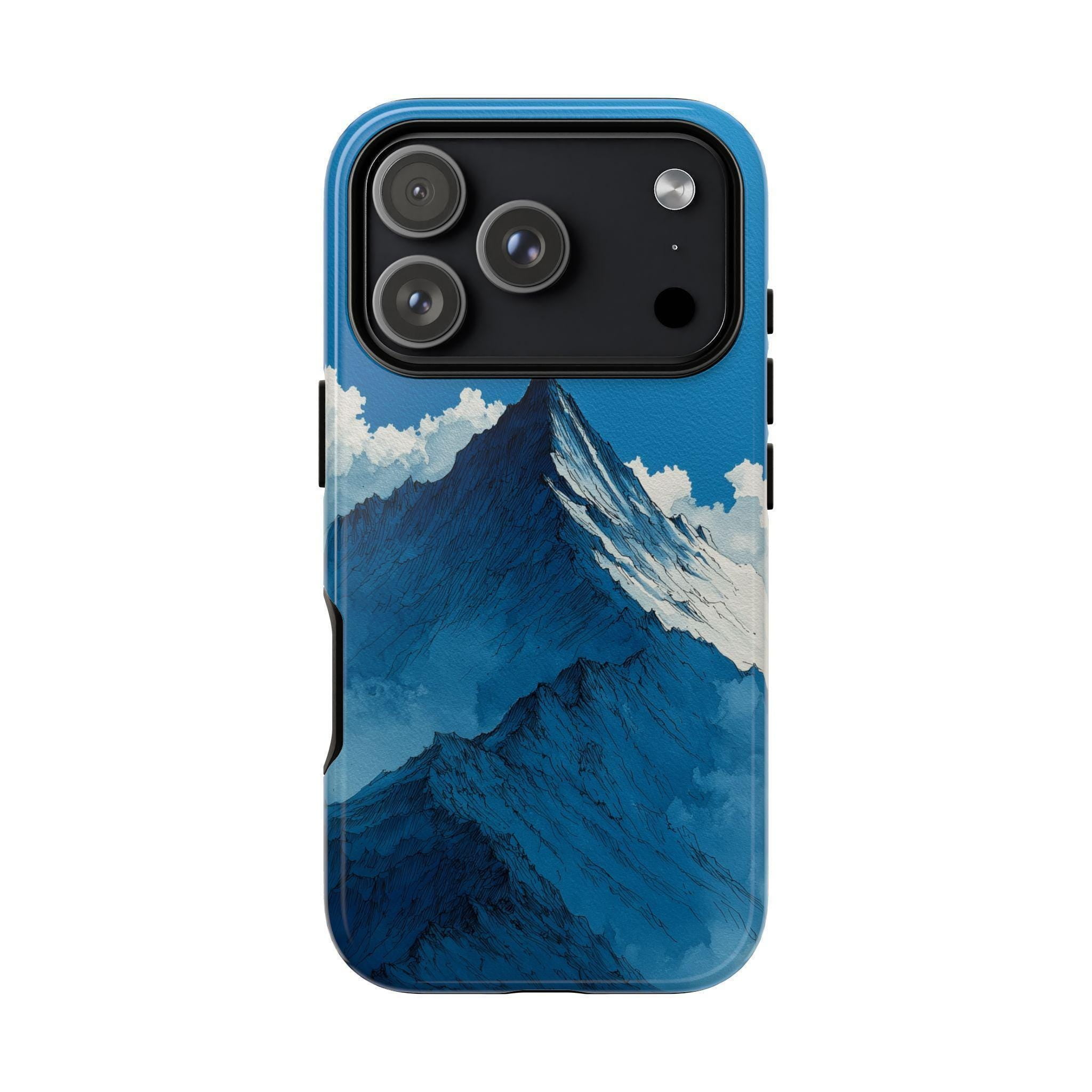 Mountain Peak Ink Watercolor Blue Scenic Artwork Phone Case with iPhone ...