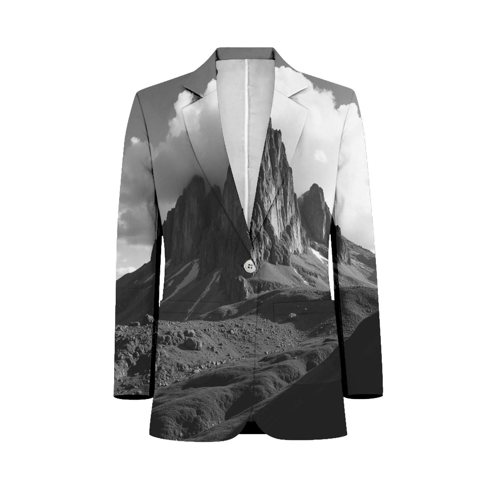 Mountain Peaks With Clouds Above Customized Men's Suits full man Shawl ...