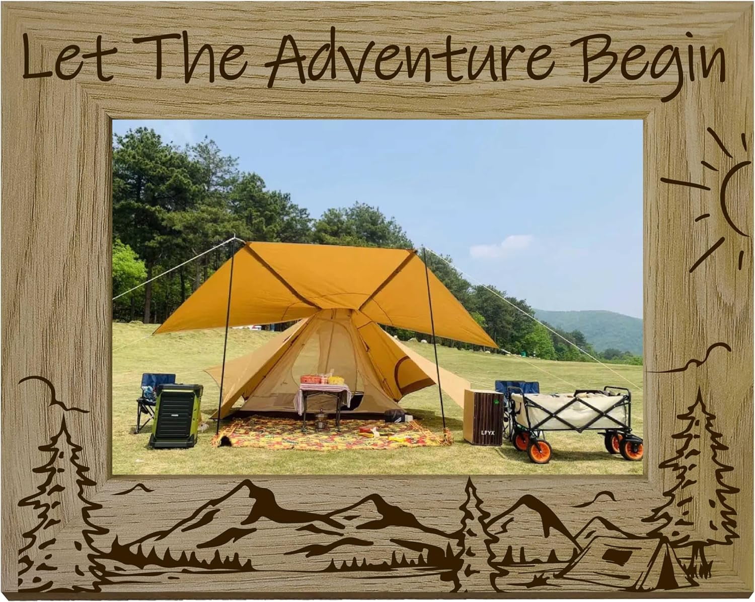 Mountain Picture Frame Camping Wood Photo Frames Engraved Display ...