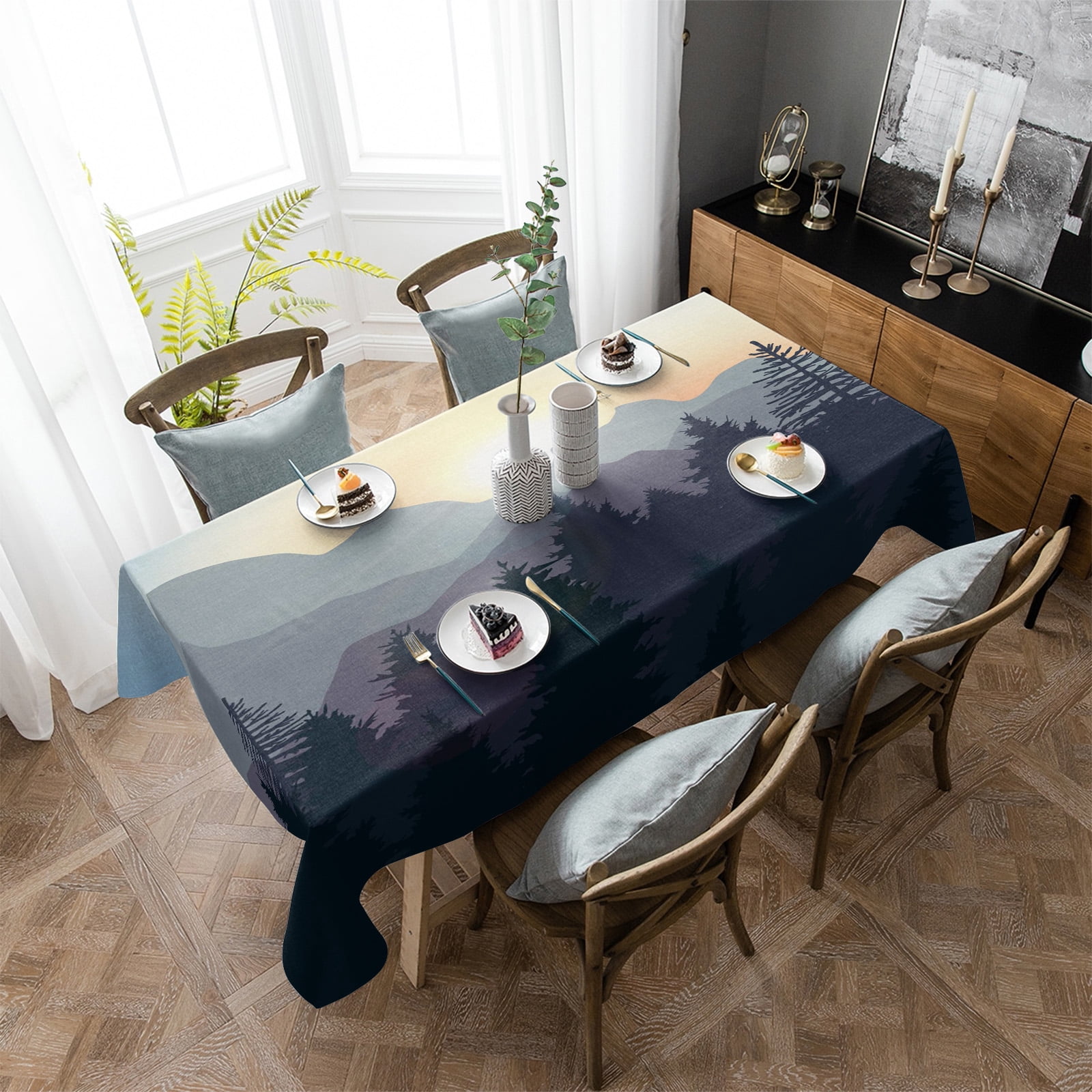 Mountain Pine Woods Sun Tablecloths for Dining Table Waterproof ...