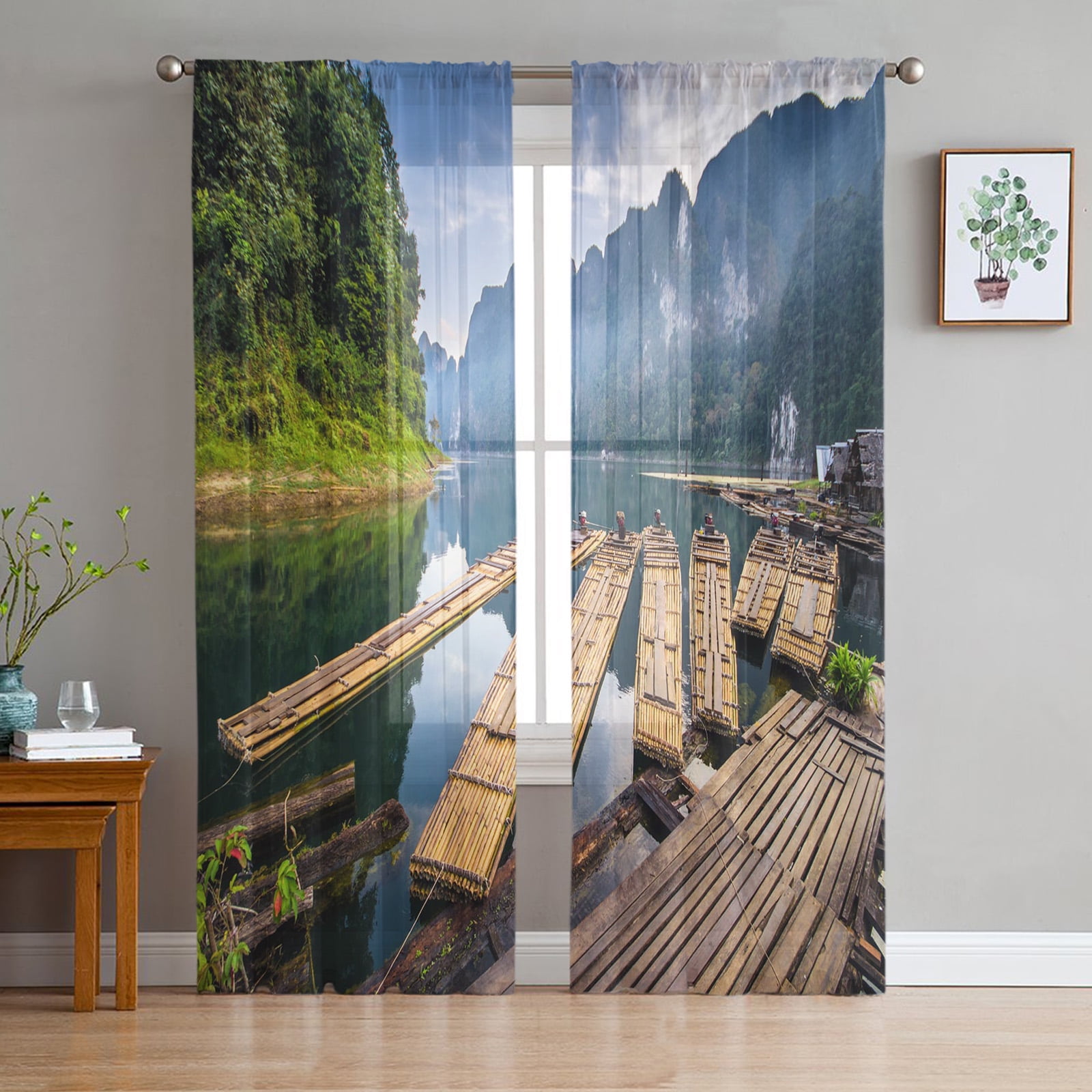 Mountain Pine Woods Sun Tulle Curtains for Bedroom Modern Voile ...