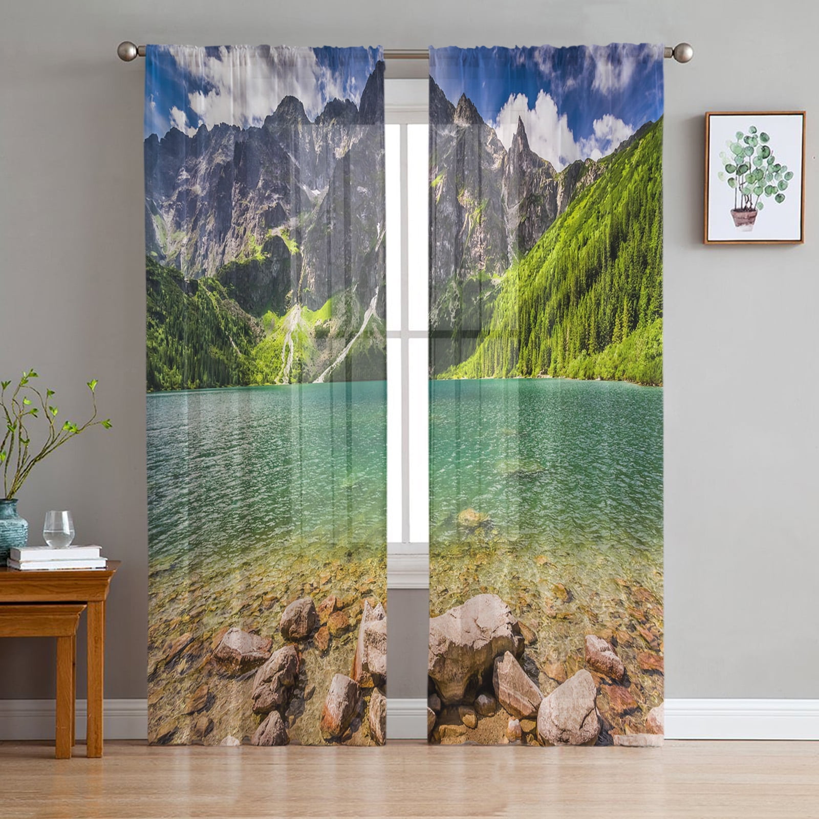Mountain Pine Woods Sun Tulle Curtains for Bedroom Modern Voile ...
