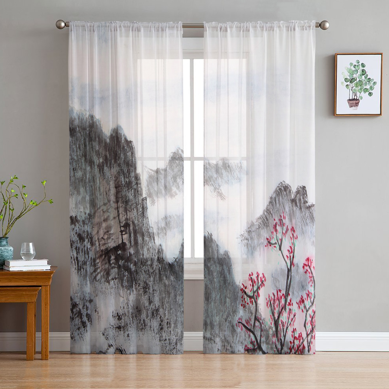 Mountain Pine Woods Sun Tulle Curtains for Bedroom Modern Voile ...