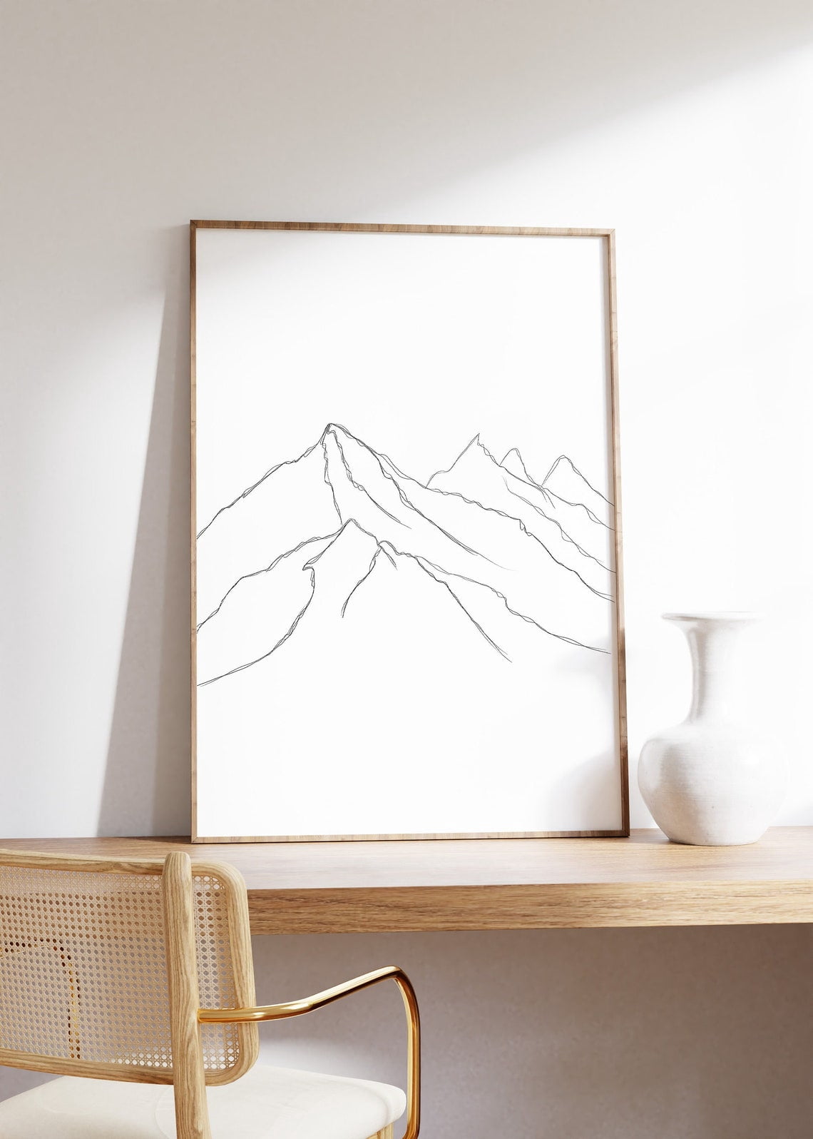 Mountain Print, Mountain Wall Art, Line Drawn Art, Nature Sketch ...