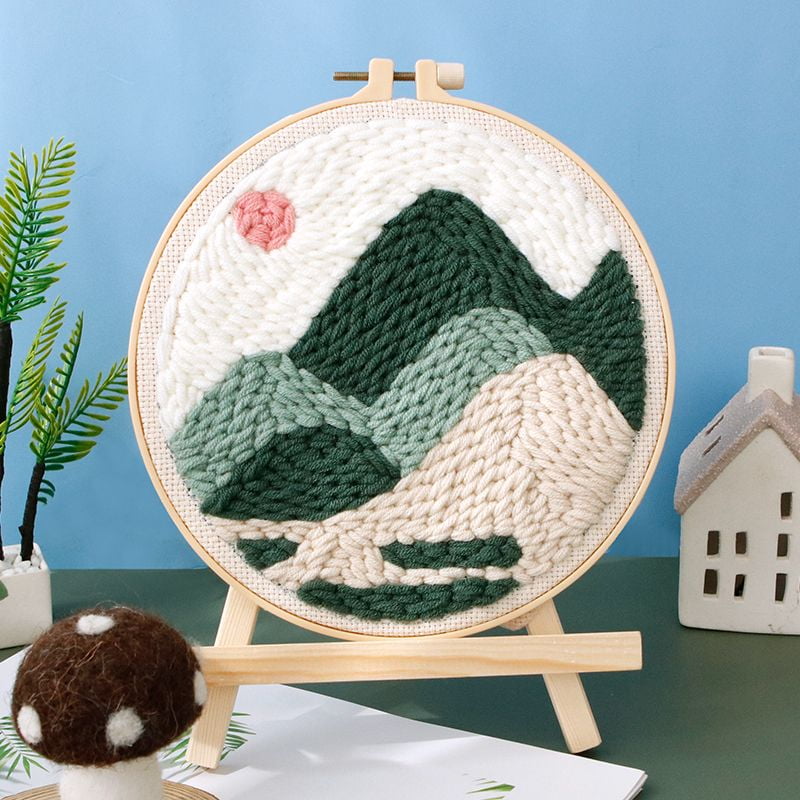 Mountain Punch Needle Kits Adults Beginner, Handcraft DIY Craft Hoop ...