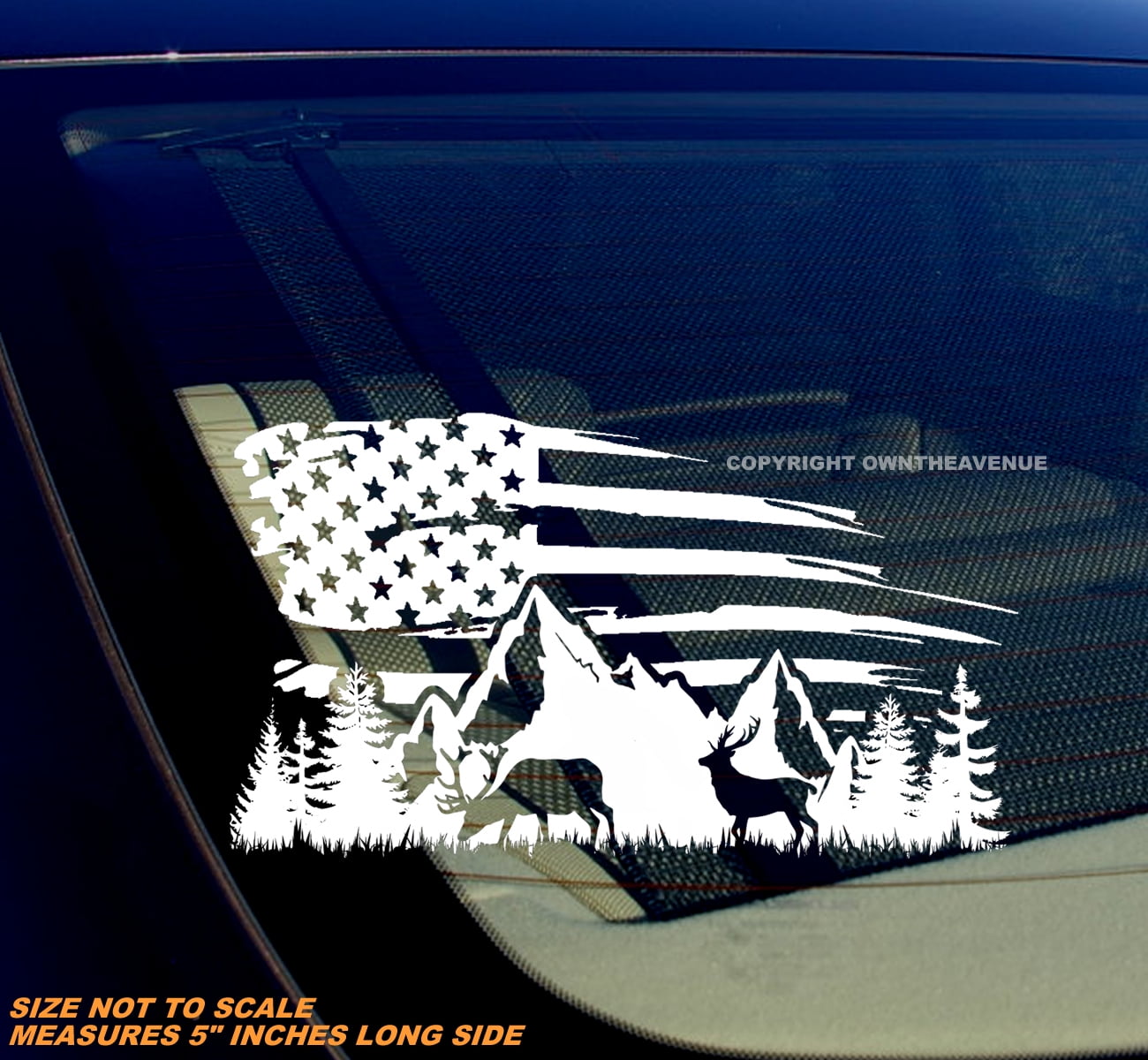 Mountain Range Flag Landscape Scene Deer Vinyl Decal Sticker - 5 ...