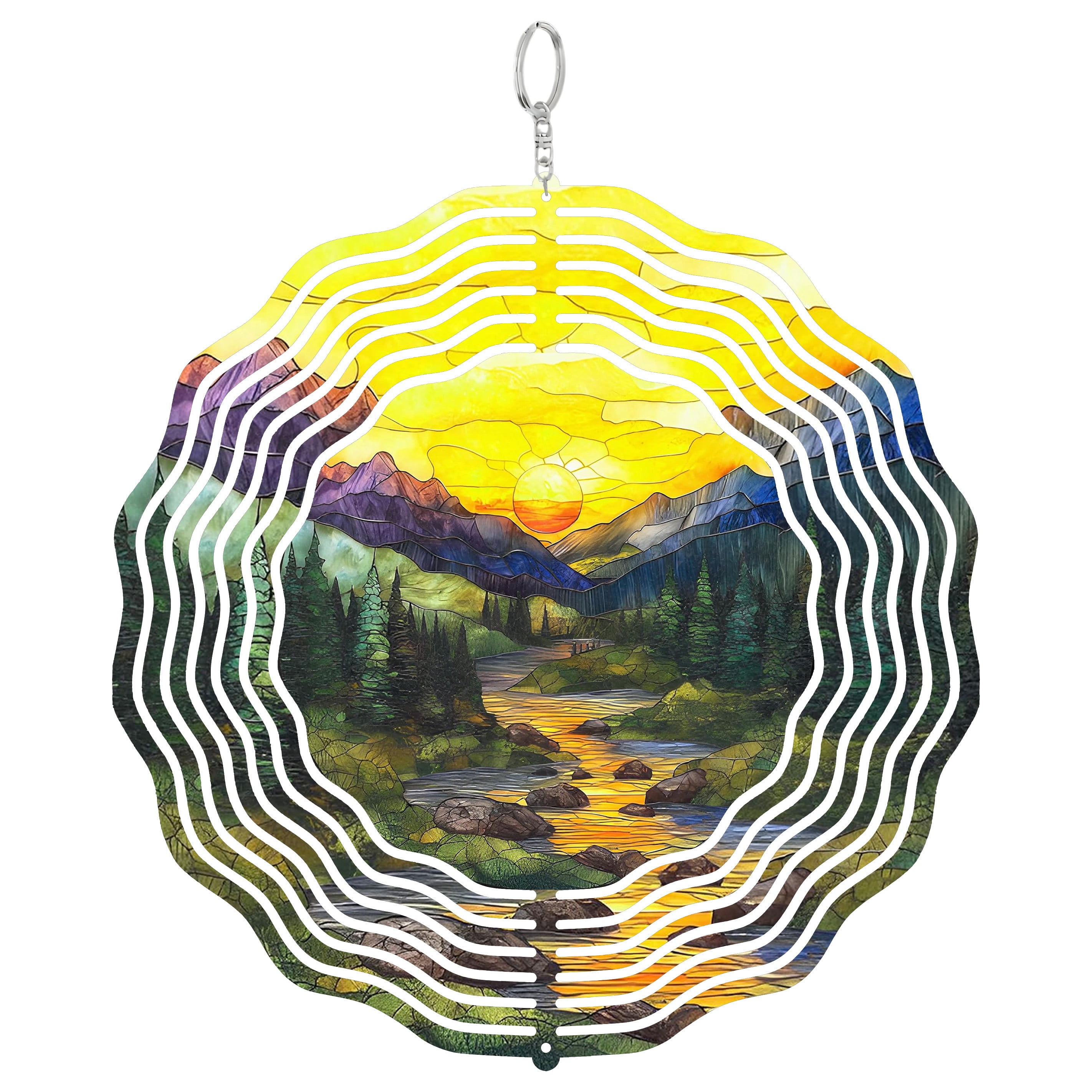 Mountain Range Metal Wind Spinner, Nature Landscape Garden Ornament ...