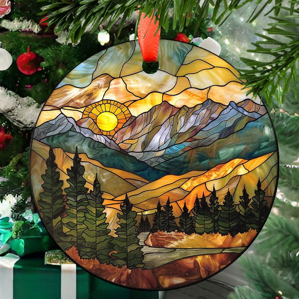 Mountain Range: Ornament Style Wall or Window Hanging, 2025, Holiday ...