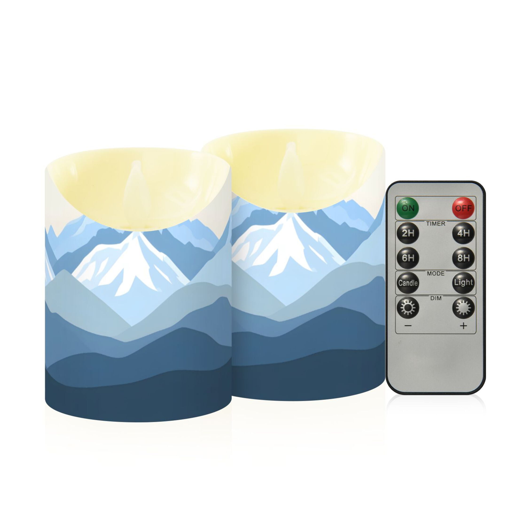 Mountain Range Silhouette Flameless Candles 2 PCS with Remote Realistic ...