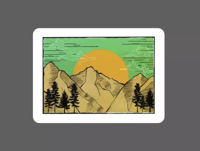 Mountain Range Sticker Sunset Waterproof Sticker Phone Decal Water ...