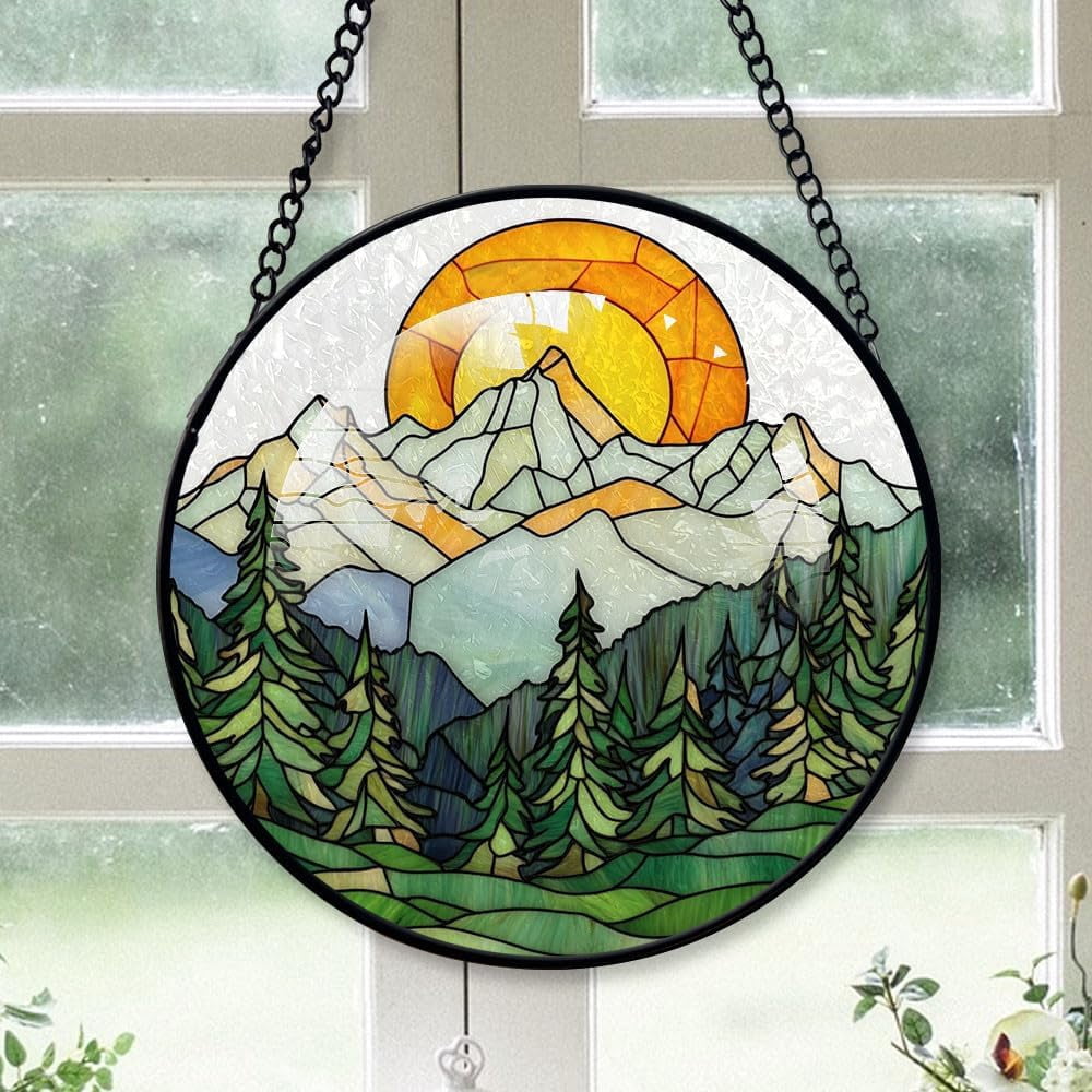 Mountain Range Suncatcher Stained Glass, Mountain Range Gifts for Women ...