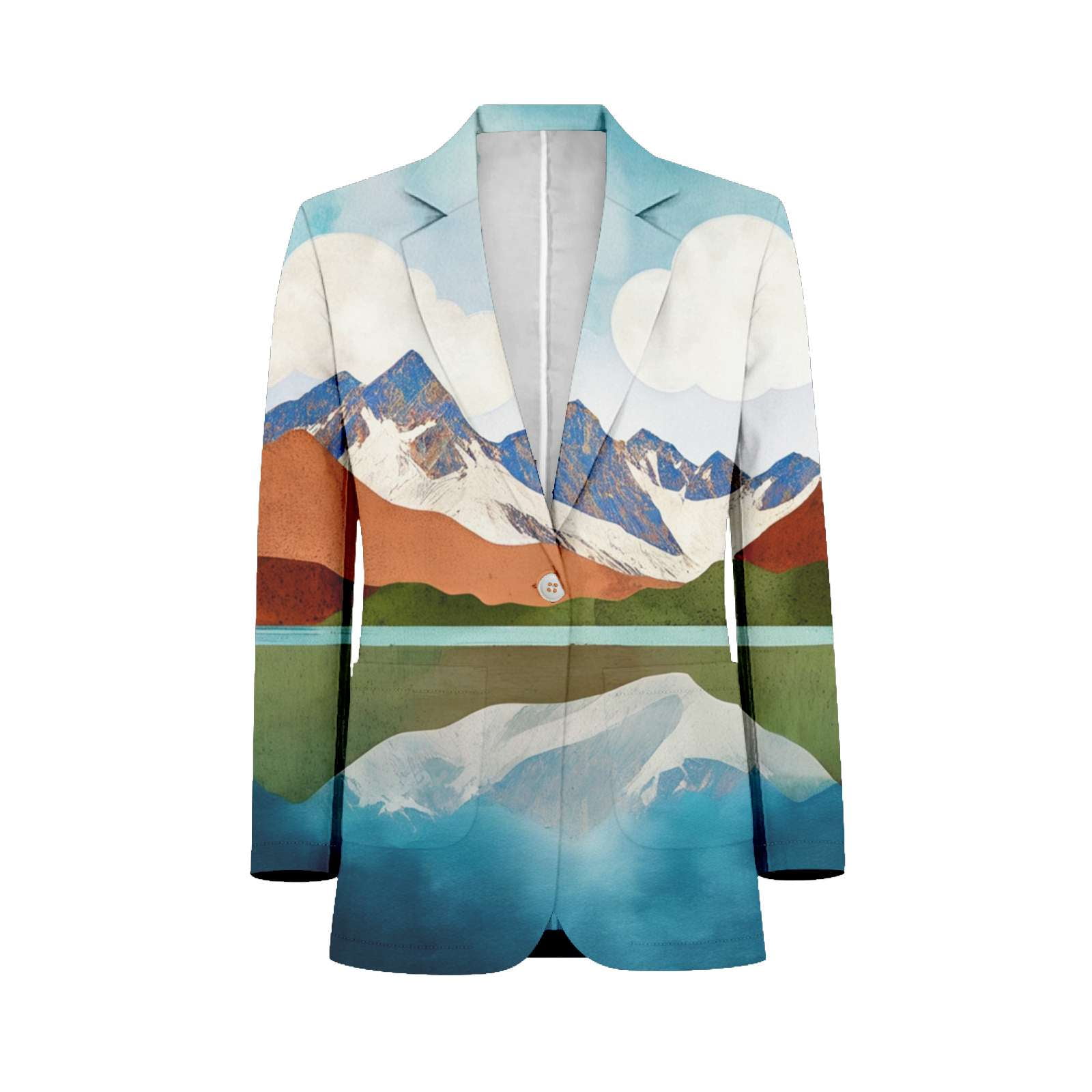 Mountain Reflection Art Print Customized Men's Suits full man Shawl ...