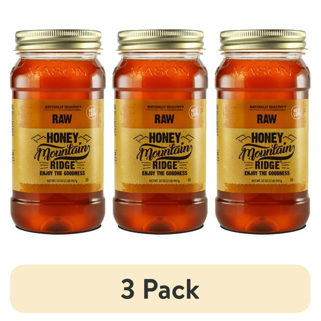(3 pack) Mountain Ridge 100% Raw Honey, Kosher, 32 oz (Gluten-Free ...