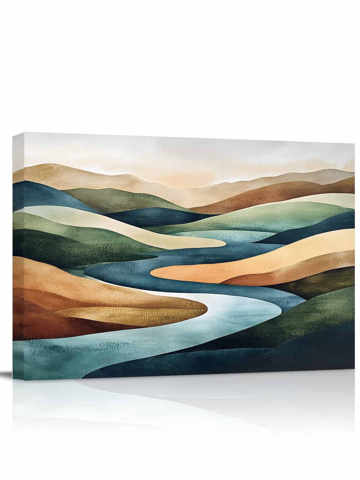Mountain River Canvas Print Wall Art Abstract Art Framed Canvas Art ...