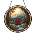Mountain River Forest Stained Glass Style Suncatcher – Landscape Window ...