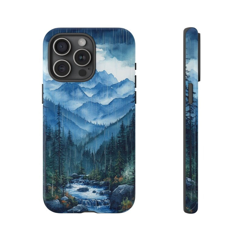 Mountain River Rain Wilderness Storm Cloudy Sky Forest Scenic Phone ...