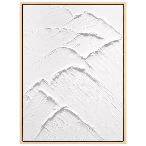 Mountain Serenity II Heavily Textured Hand Painted White Framed Canvas ...