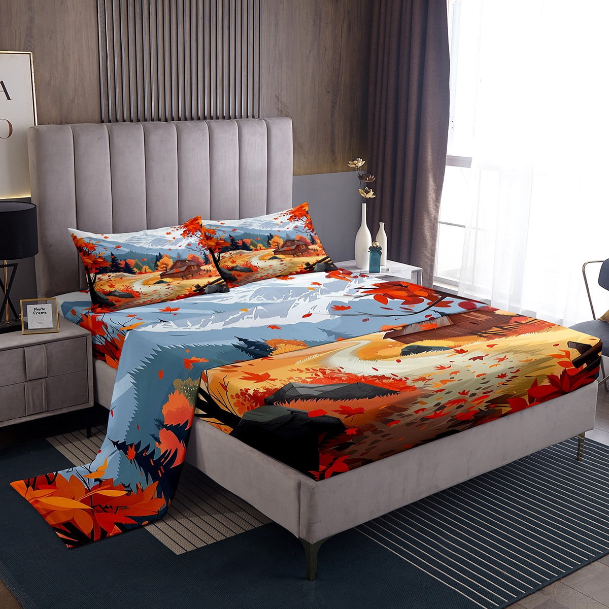 Mountain Sheets Full Rustic Home Decor Bed Sheets Set,Nature Scenery ...