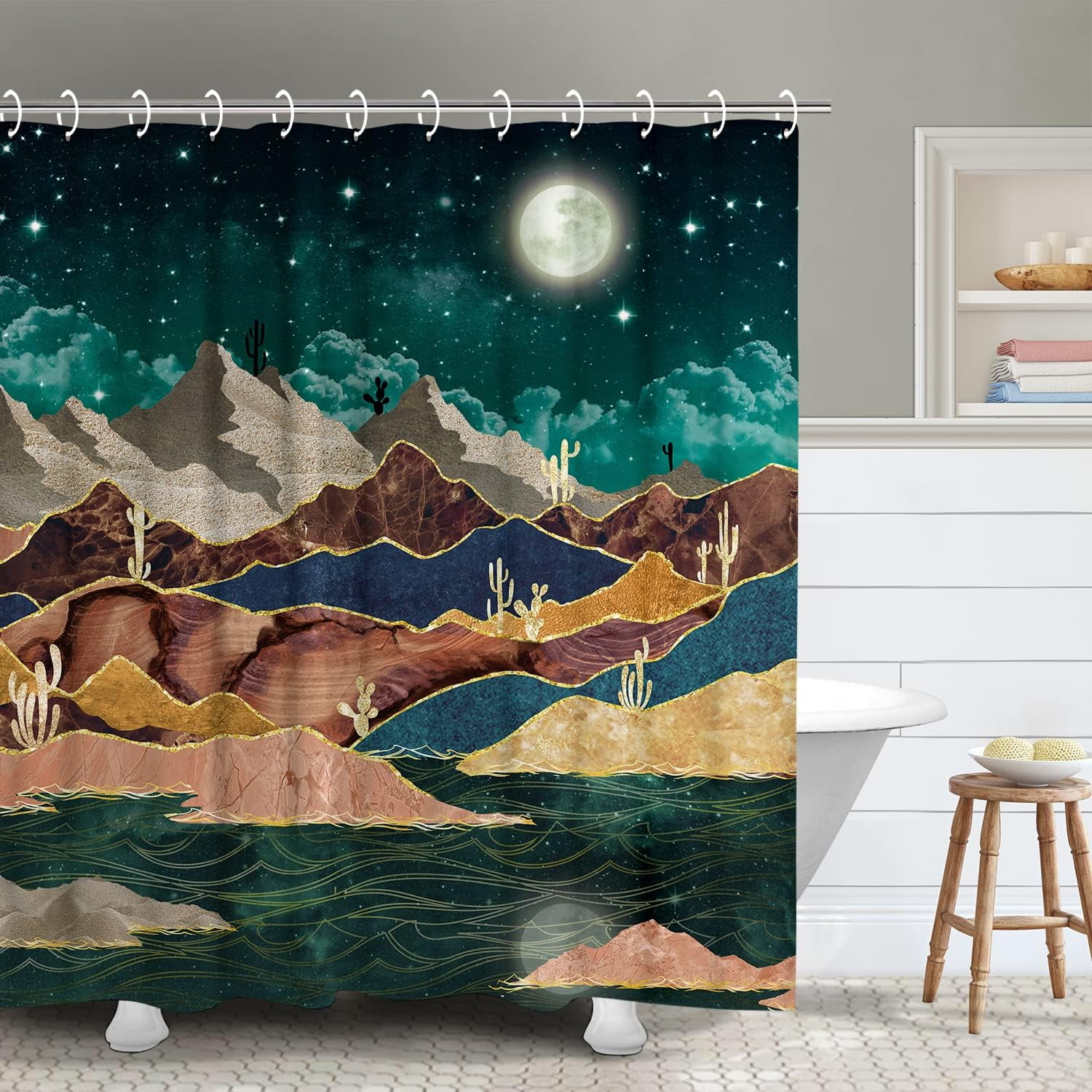 Mountain Shower Curtain, Nature Shower Curtain, Moon Shower Curtain ...