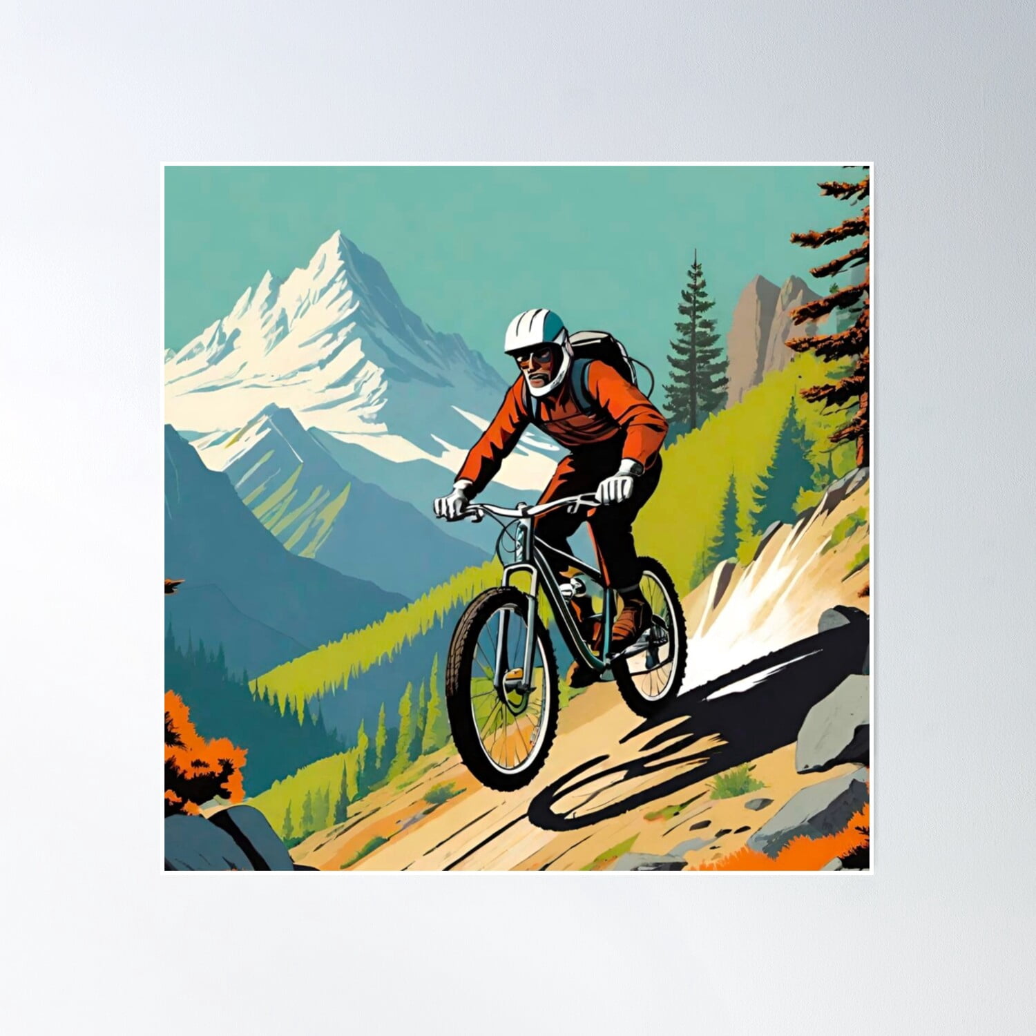 Mountain Shredder – Mtb Rider Conquers The Heights Poster Wall Art ...