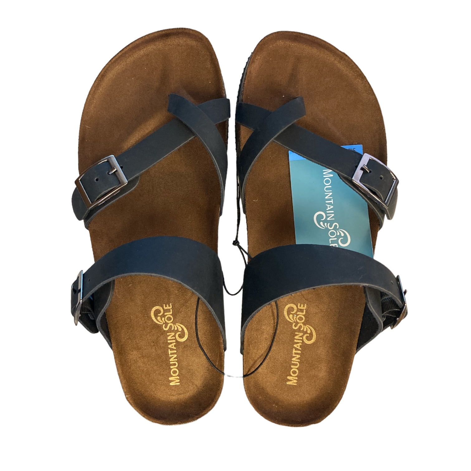 Mountain Sole Easy Slip-On Two Adjustable Buckles Ladies Leather Sandal ...