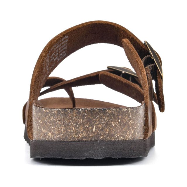 Mountain Sole Women's Birk Style Slip On Leather Sandals, Adj Buckle ...