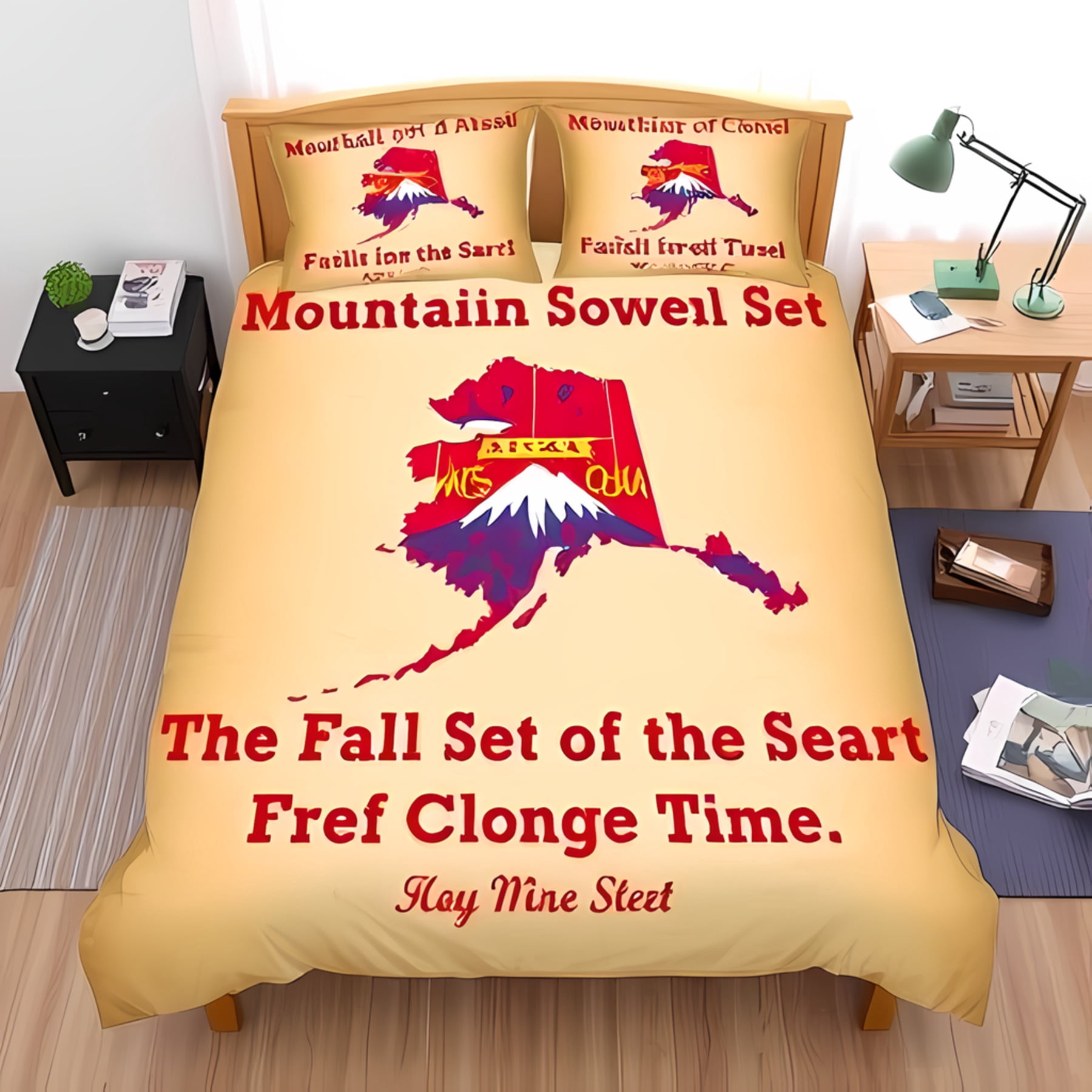 Mountain Sowell 3-Piece Duvet Cover Set - Vibrant Alaska Map Design ...