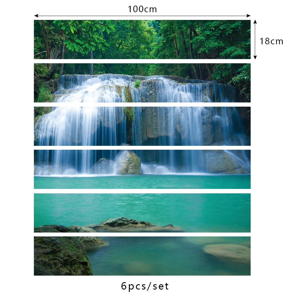 Mountain Spring Waterfall Staircase Sticker For To The Second Floor ...
