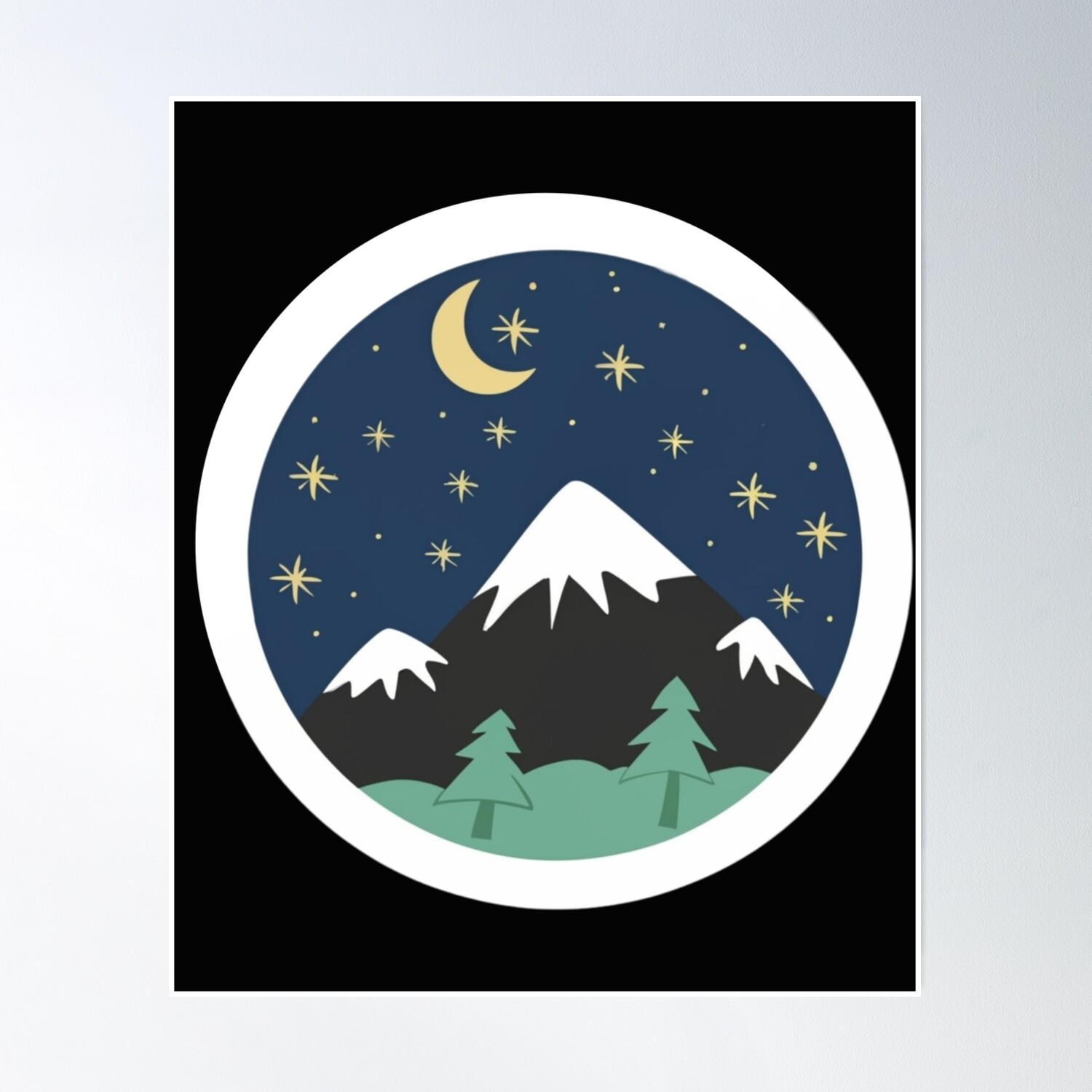 Mountain Stary Night Forrest Poster Wall Art, Modern Wall Decor, 24x36 ...