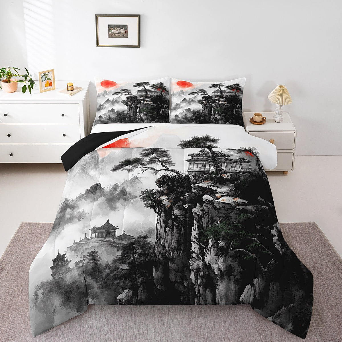 Mountain Sun Bedding Set King Size Japanese Style Ukiyoe Comforter ...