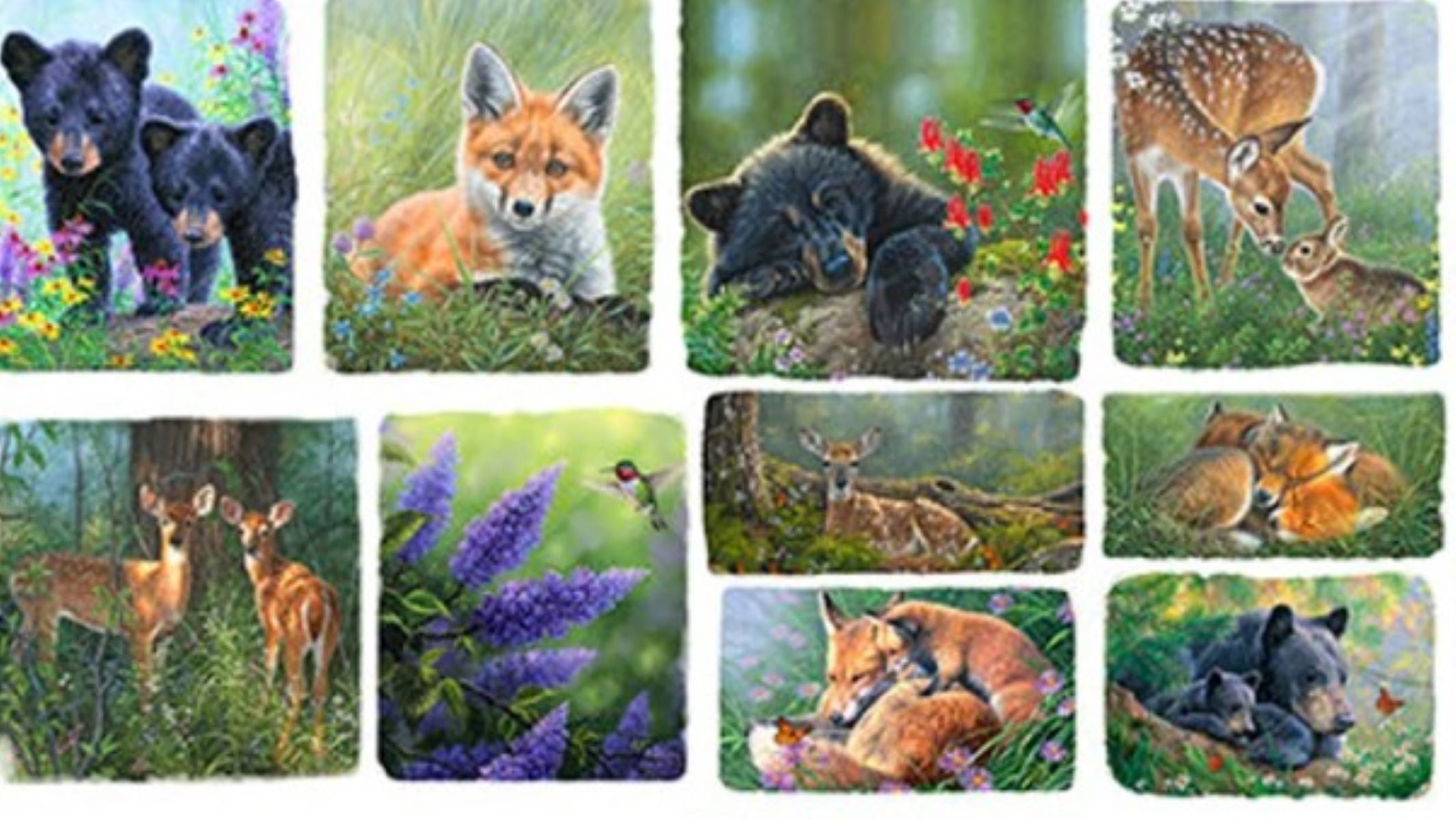 Mountain Sunrise Animal Panel 24 x 44 Cotton Fabric by 3 Wishes Fabric ...
