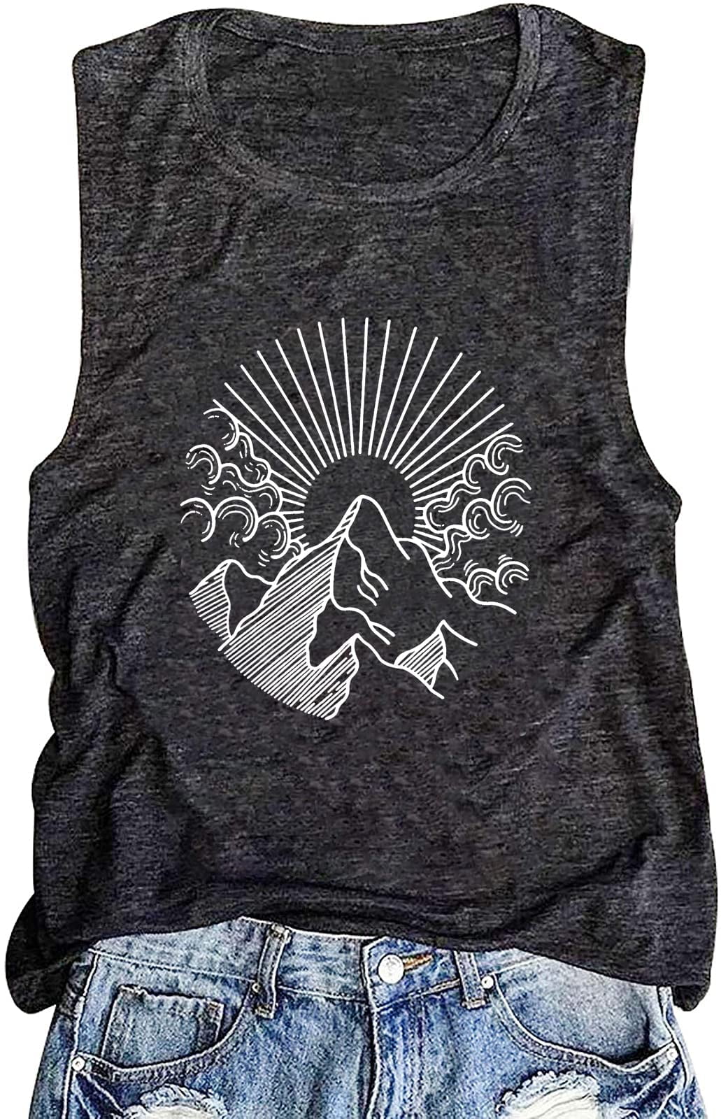 Mountain Sunrise Tank Tops Women Hiking Sleeveless Tee Camping Vest ...