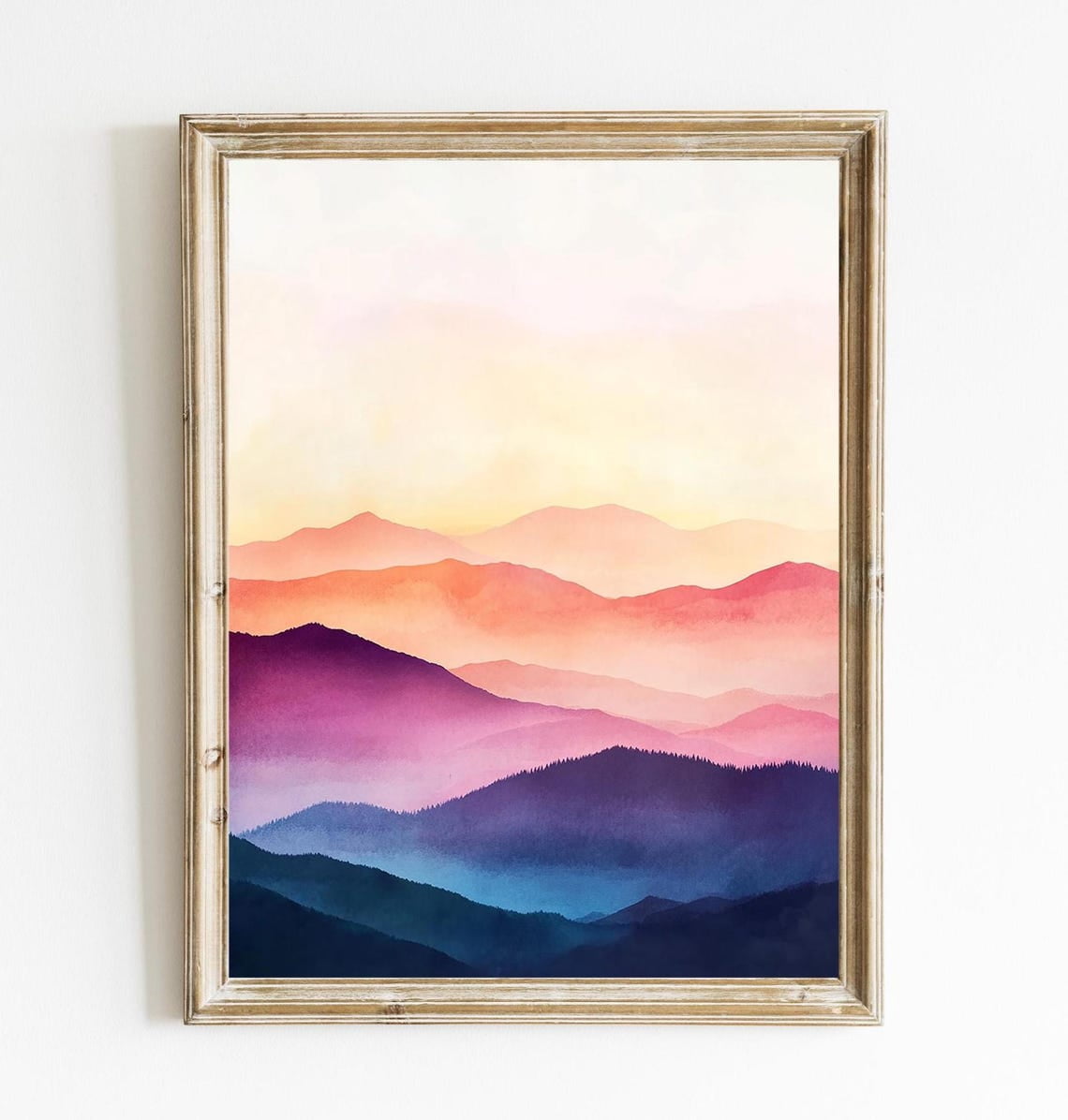 Mountain Sunset Abstract Mountain Wall Art Poster Contemporary Sunset ...