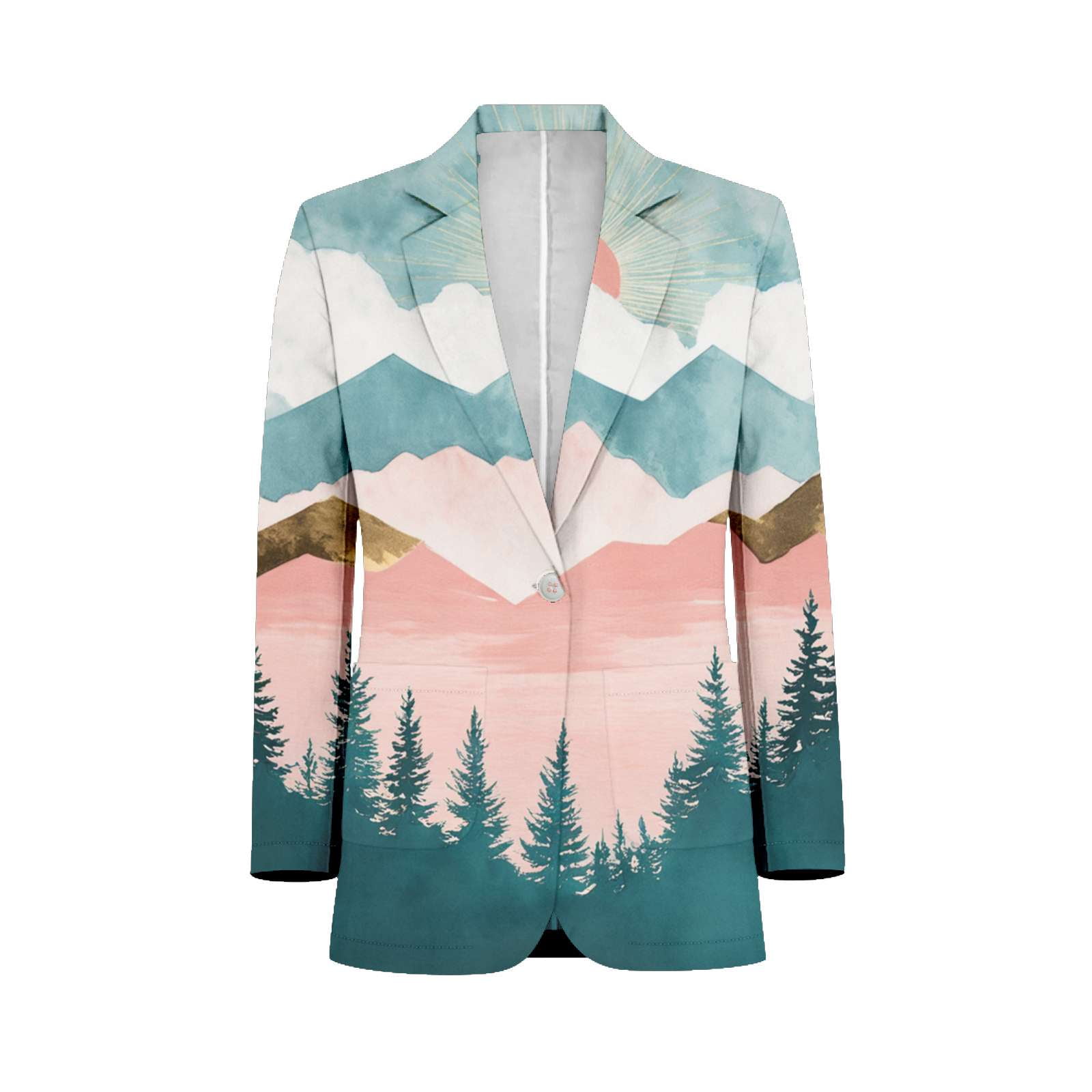 Mountain Sunset Forest Art Print Customized Men's Suits full man Shawl ...