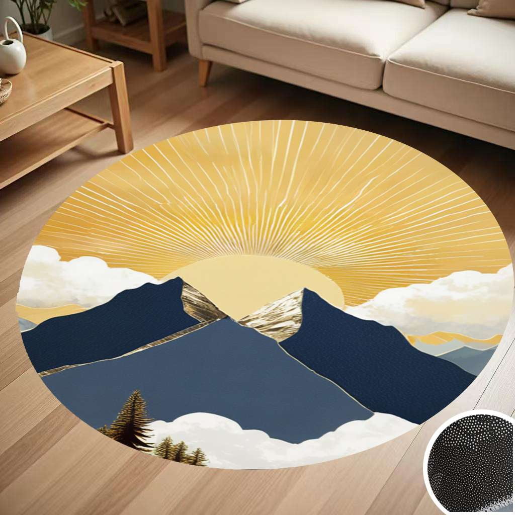 Mountain Sunset Forest Art Round Carpet Living Room Bedroom Home ...