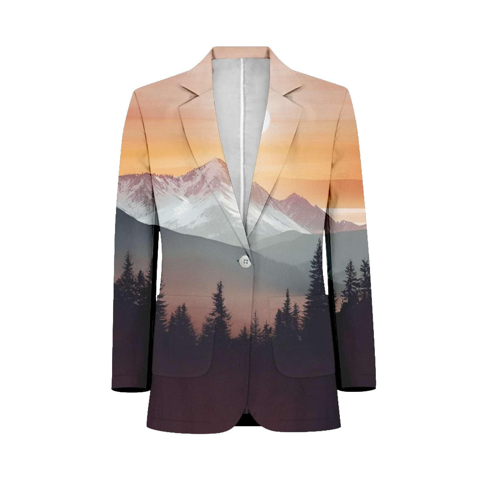 Mountain Sunset Layers Art Mens Suits Shawl Collar Slim Fit Suit Mens ...