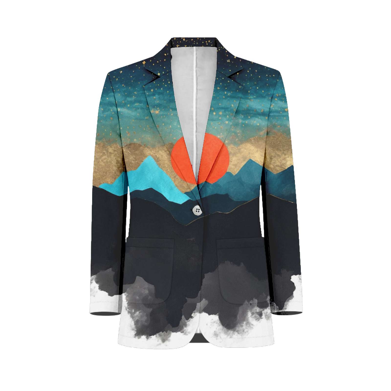 Mountain Sunset Night Sky Mens Suits Shawl Collar Slim Fit Suit Mens ...