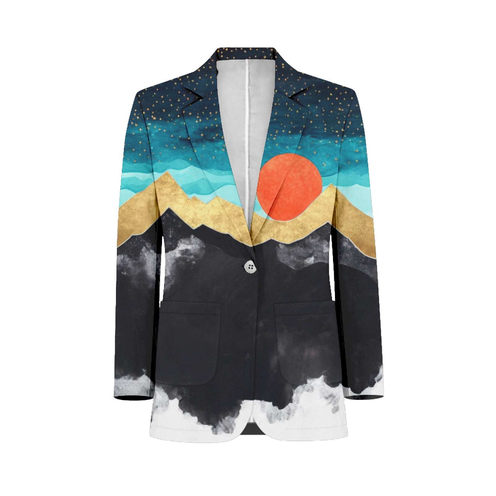 Mountain Sunset Night Sky Mens Suits Shawl Collar Slim Fit Suit Mens ...