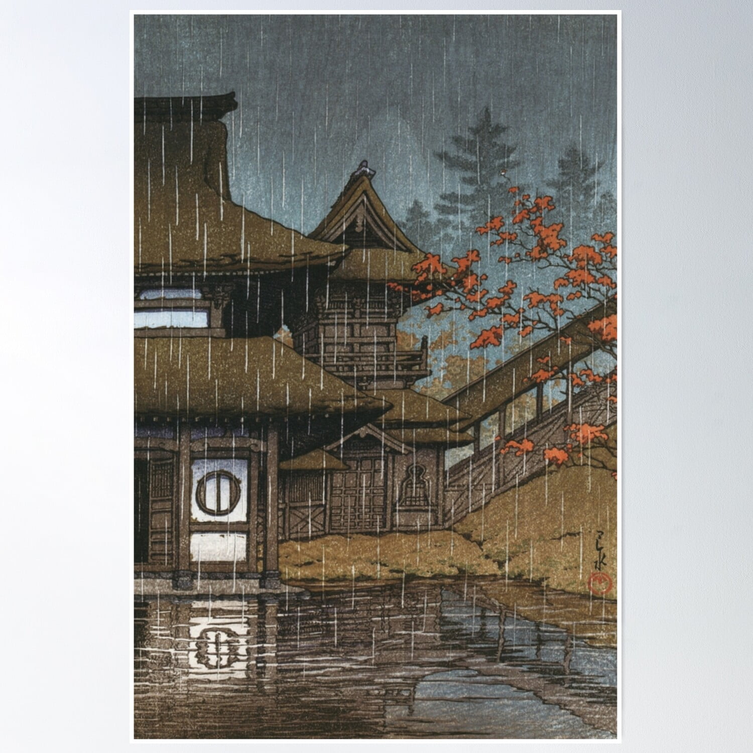 Mountain Temple At Sendai By Kawase Hasui Poster Wall Art, Modern Wall ...