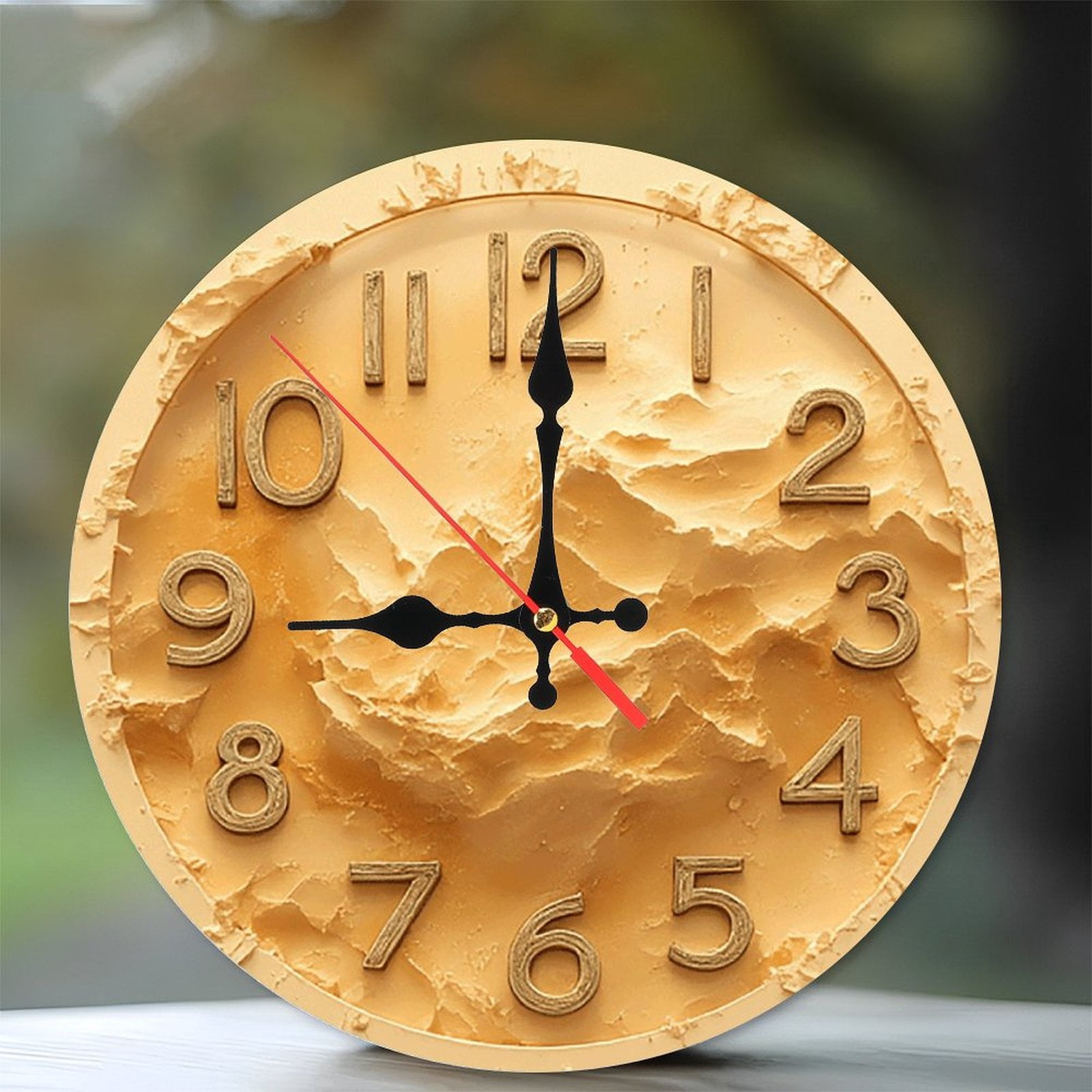 Mountain Texture Wall Clock Home Decor 10-Inch Silent Wooden Wall Clock ...
