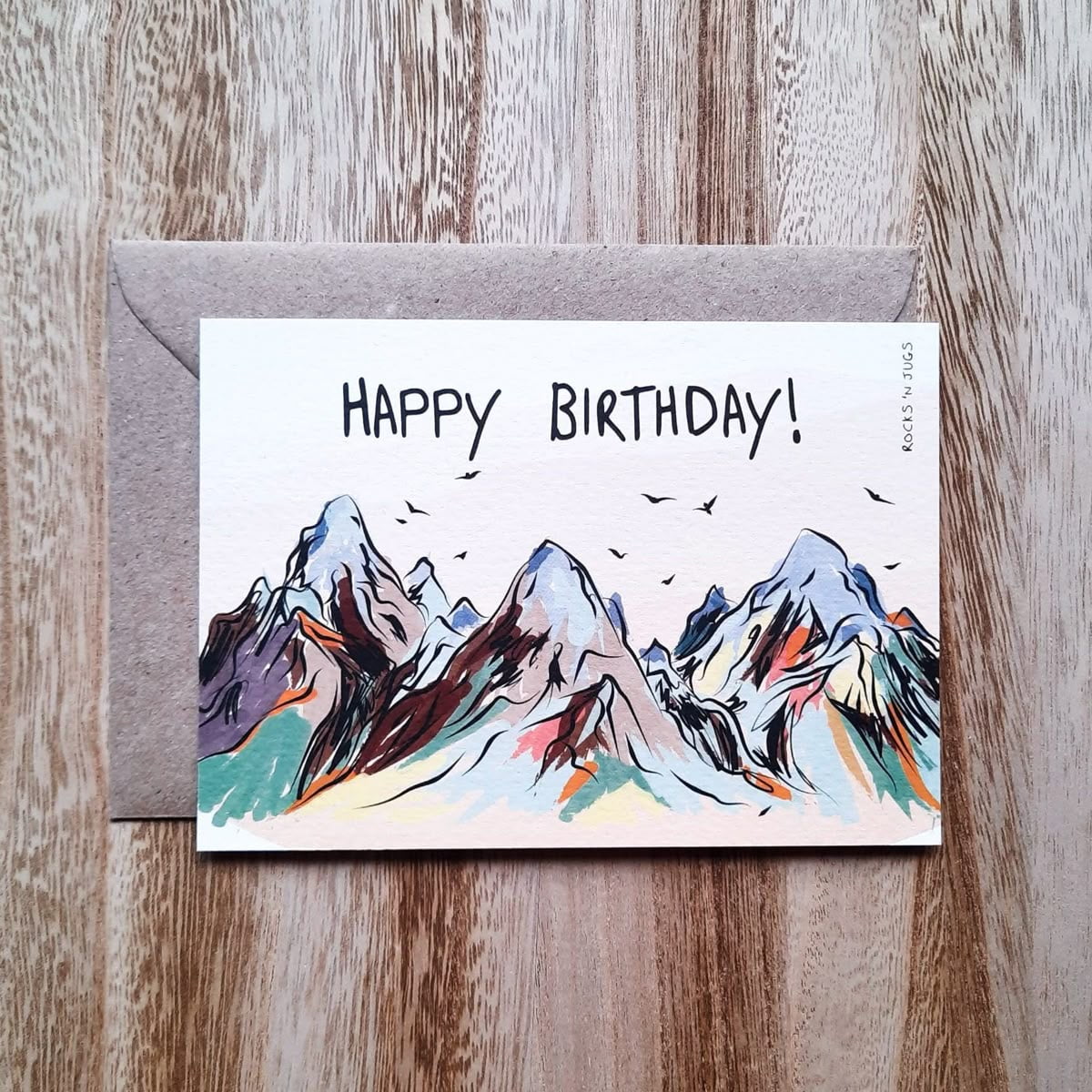 Mountain-Themed Birthday Card – "Happy Birthday!" Design – Includes ...