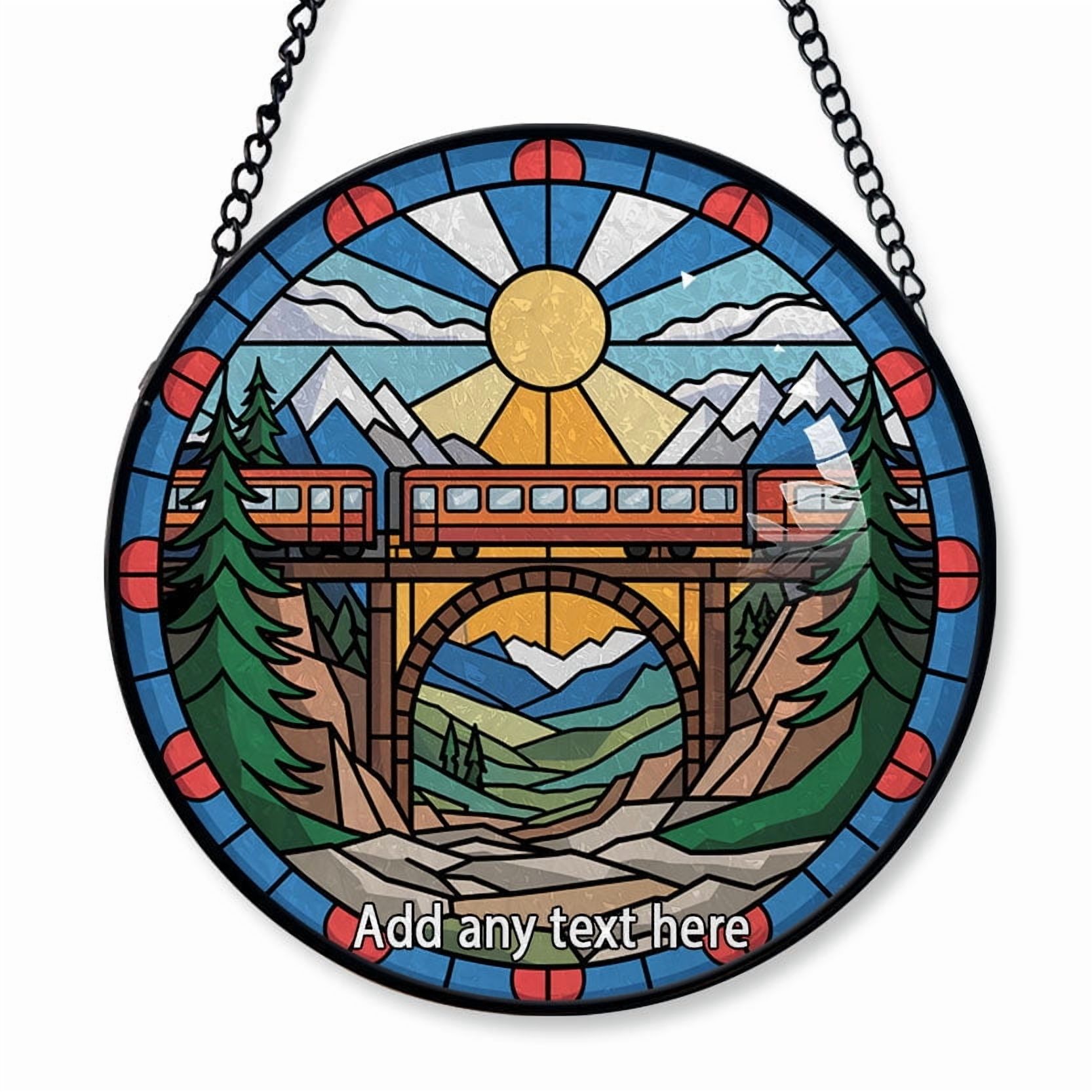 Mountain Train Stained Glass Suncatcher Window Hanging – Christmas 2025 ...