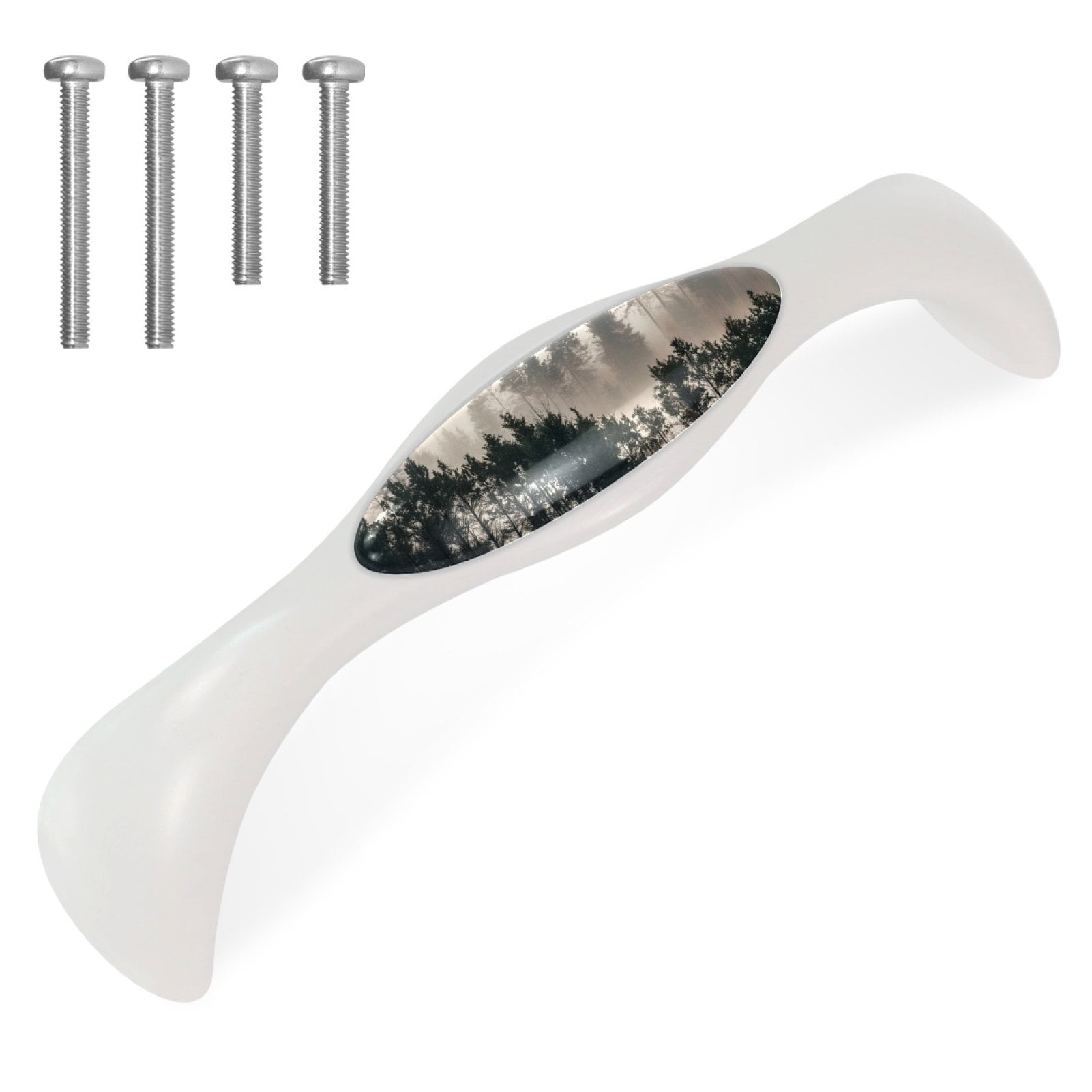 Mountain Tree Scenery Ink Kitchen Cabinet Pull Knobs Drawer Hardware ...