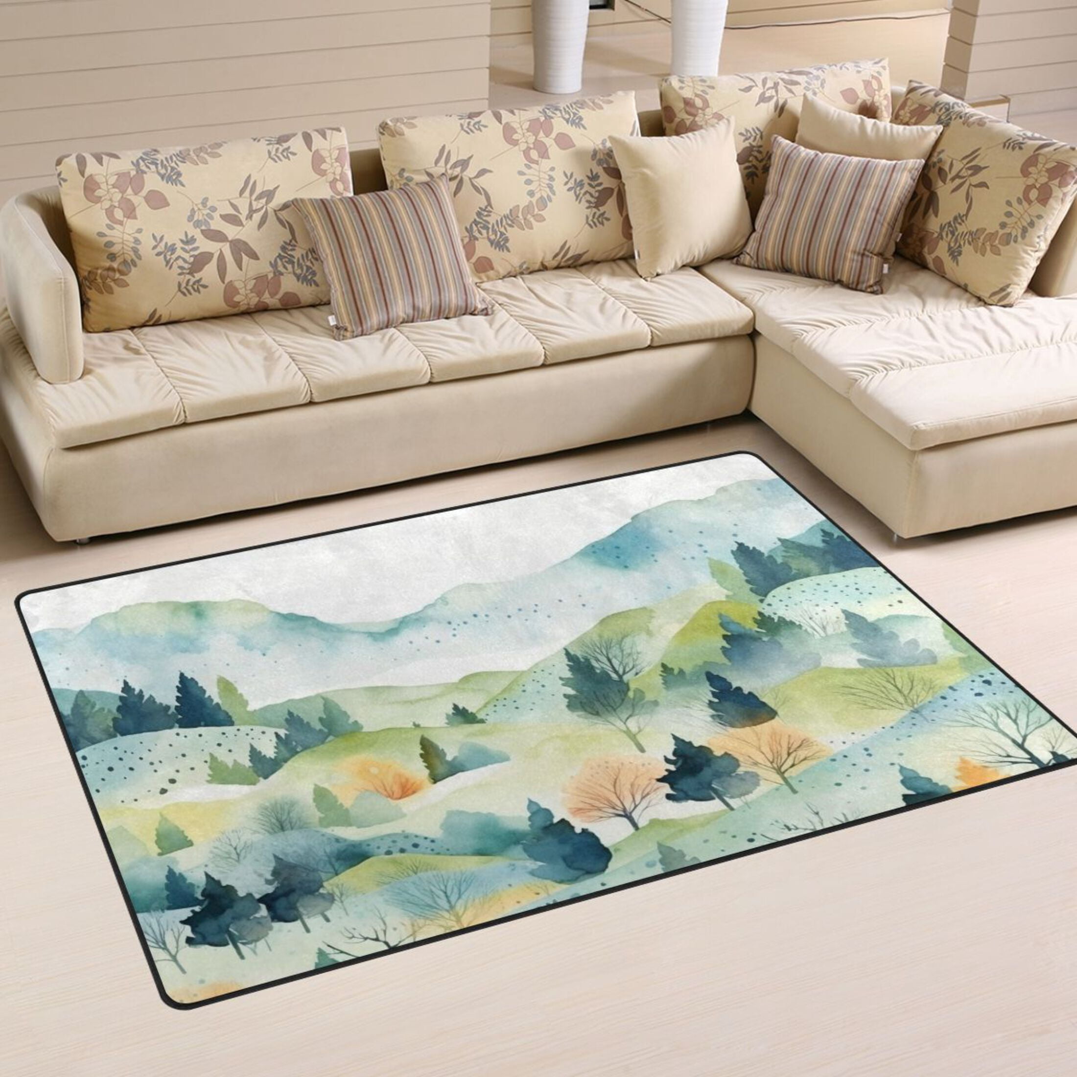 Mountain Trees Landscape Area Floor Mats Non-Slip Rugs Soft Doormat 60 ...