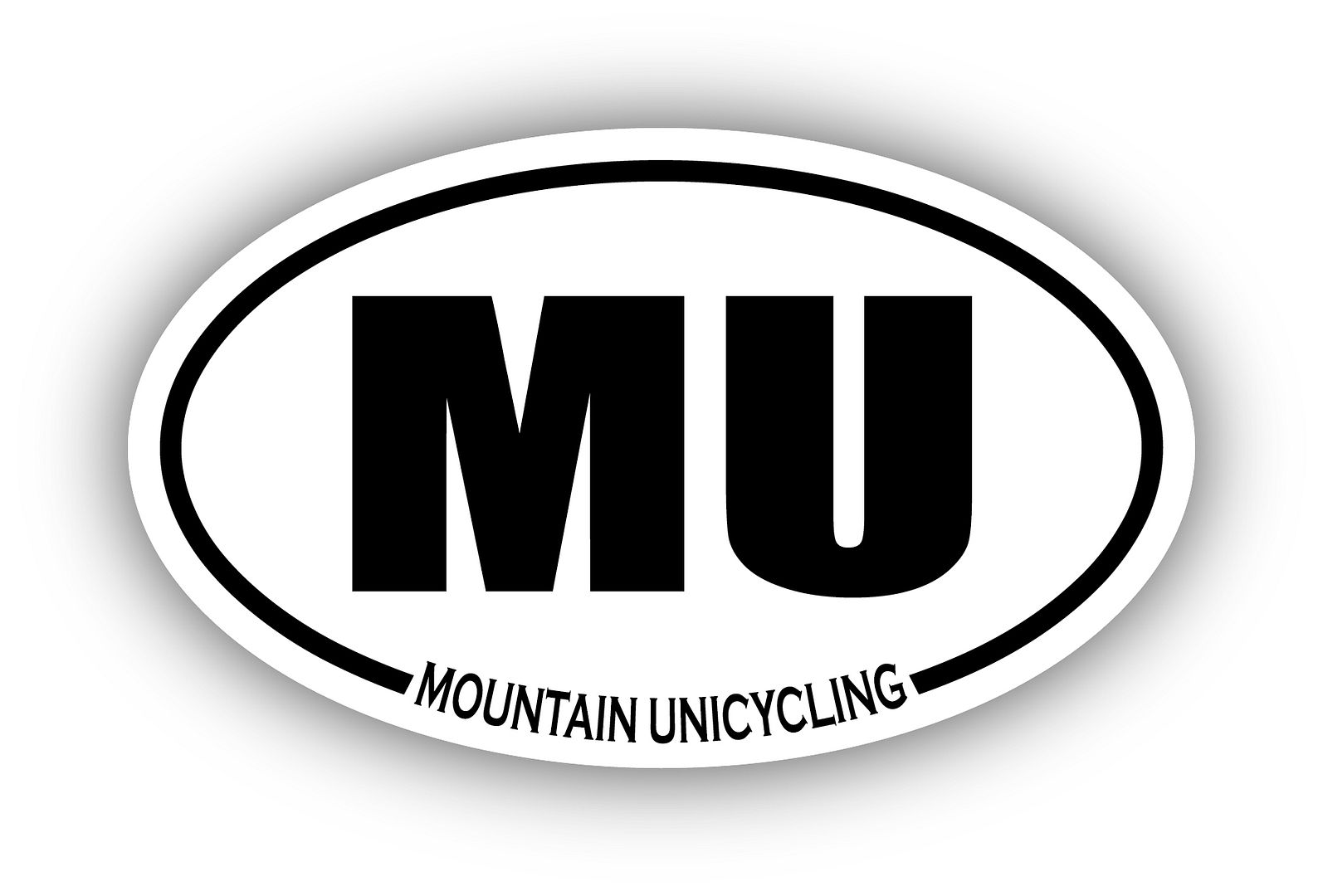 Mountain Unicycling MU Oval Bumper Sticker 3M Vinyl Decal 3 in x 5 in ...